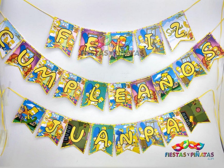 FESTÓN PERSONALIZADO LOS SIMPSONS FELIZ CUMPLEAÑOS CON NOMBRE PARA ...